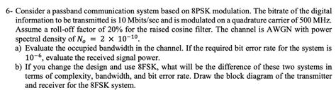 Solved 6 Consider A Passband Communication System Based On