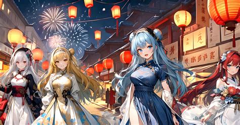 清幽小茶馆 过年了一家子开开心心游庙会 清幽小茶館のイラスト Pixiv
