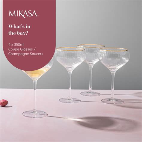 Mikasa Sorrento 4 Piece Crystal Coupe Glass Set 350ml Lifetime
