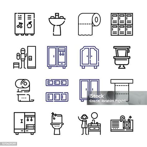 선 아이콘이 있는 옷장 아이콘 세트입니다 모던 한 얇은 라인 스타일 웹 및 모바일 아이콘에 적합합니다 벡터 일러스트 Eps 10 벡터에 대한 스톡 벡터 아트 및 기타 이미지
