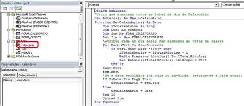 Calendário em Excel VBA fonte liberado para estudo