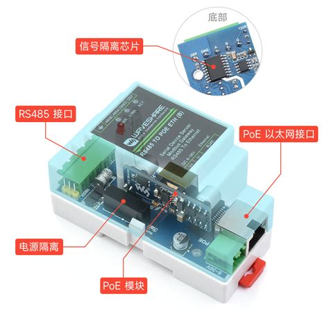 串口服务器隔离型RS485转RJ45以太网模块TCP IP转串口模块导轨式串口服务器 Modbus网关
