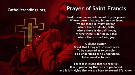 St Francis Prayer Saint Francis Of Assisi Peace Prayer Catholic Prayers