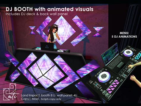 Second Life Marketplace Ati Dj Booth With Animated Visual Dj Deck