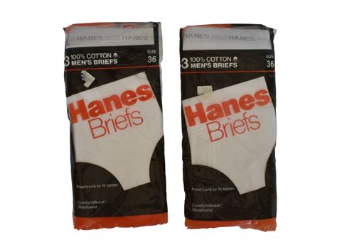 Vintage 80s Hanes Mens Briefs All Cotton Underwear 1980s Whitie