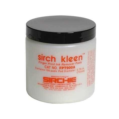 Sirch Kleen Fingerprint Ink Remover Pads Set Of 100 Cleaners Forensic Supplies Sirchie