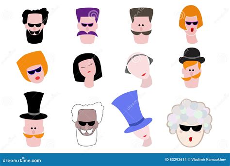 Set Of Cartoon Avatars Male And Female Characters Yuong And Elderly