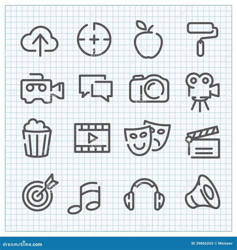 Modern Vector Linear Icons Set Stock Vector Illustration Of Thetre Video 39866263
