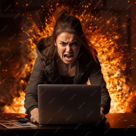 Premium Photo Angry Hacker Woman Because Of Access Denied While