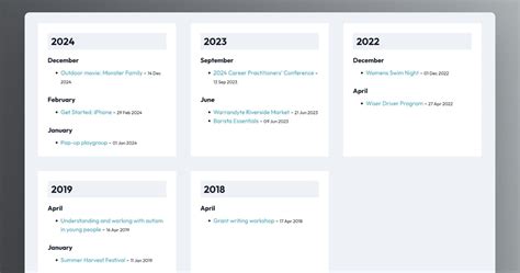 Events Grouped By Months Within Years Based On Event Date Custom Field