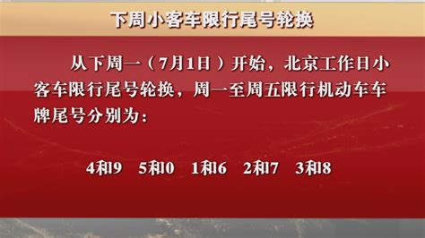下周小客车限行尾号轮换北京时间