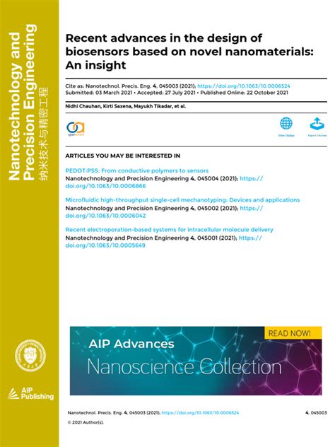 Recent Advances In The Design Of Biosensors Based On Novel Nanomaterials Pdf Biosensor