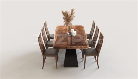 5906 Free 3d Dining Table And Chair Model Download 3dziporg 3d