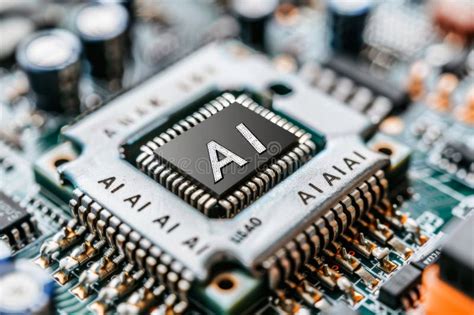 close up of ai chip on circuit board advanced computing modern