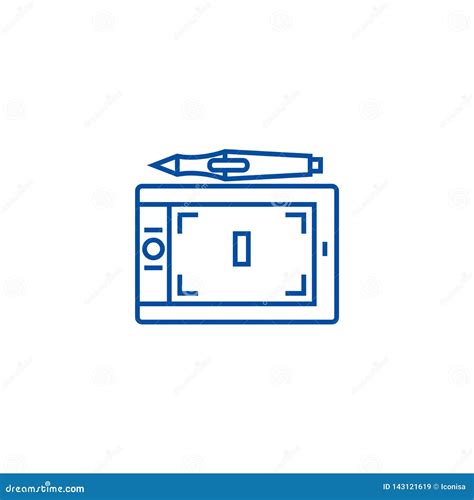 Tablet Graphics Line Icon Concept Tablet Graphics Flat Vector Symbol Sign Outline