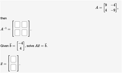A ThenA Given Vec B Solve Chegg Com