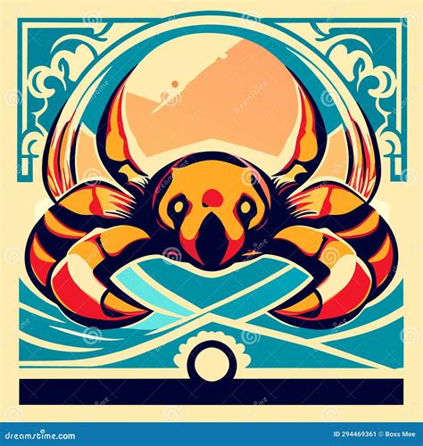 Illustration Of A Crab In The Form Of A Shield Vector Illustration Ai