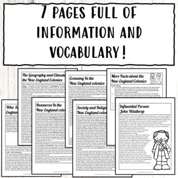 5th Grade New England Colonies Guided Notes Vocabulary Assessment