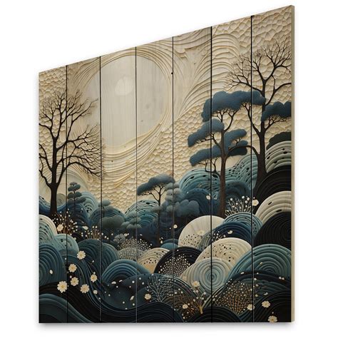 Designart Japon Art Blue Peaceful Zen Minamlism Landscape Iv Japanese