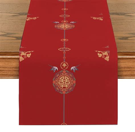 Chinese Festive Nation Table Runner Rustic Dining Table Rations Table