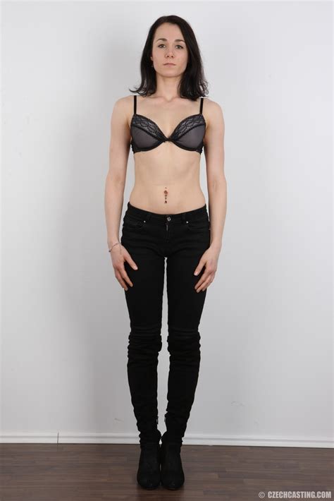 Dark Haired Girl Kristyna Stands Straight And Naked During Her Modeling