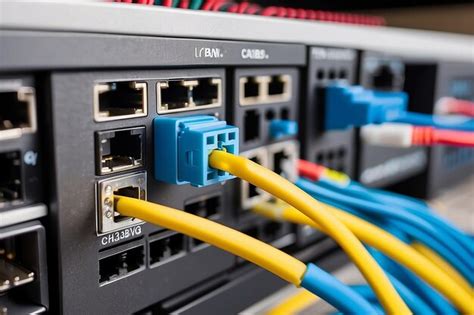 Selective Focus Ethernet Cables And Network Switching Hub Premium Ai Generated Image