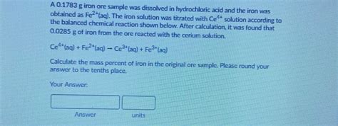 Answered A 0 1783 G Iron Ore Sample Was… Bartleby