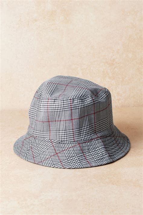 Dont Stop Glen Plaid Bucket Hat In Grey 10 Tobi Us