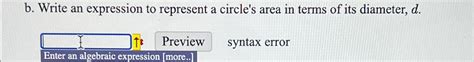 solved b ﻿write an expression to represent a circle s area