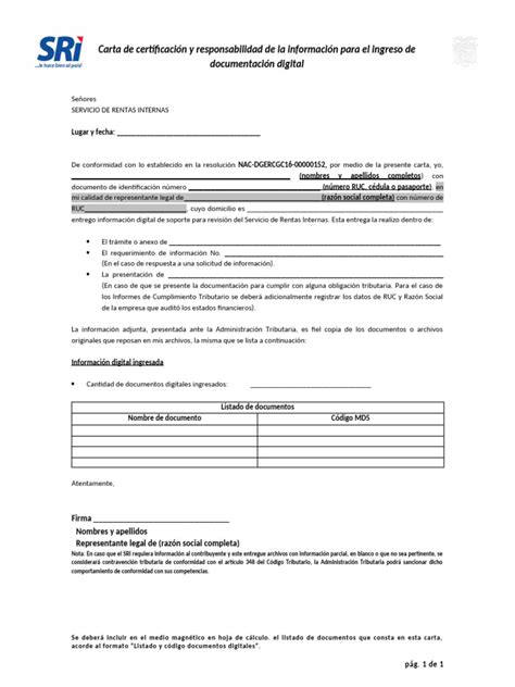 Carta De Certificacion Pdf
