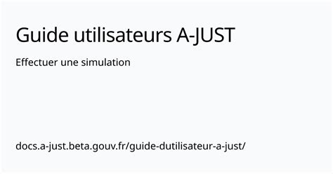 Effectuer Une Simulation Guide Utilisateurs A Just