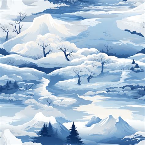 Frozen Ice Scenic Wonderland Seamless Pattern Design For Download