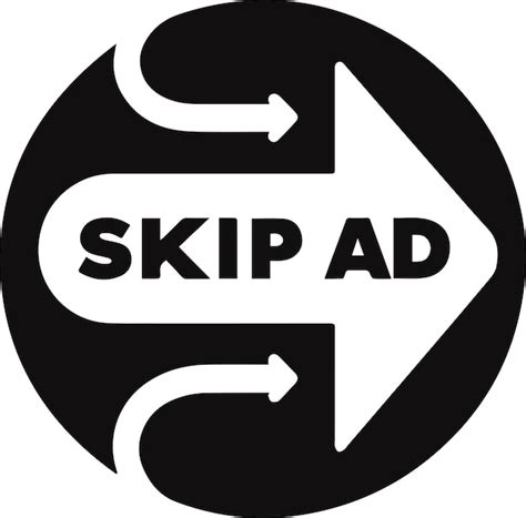 Right Arrow Icon With The Text Skip Ad Black Color Silhouette Vector On Solid White Background