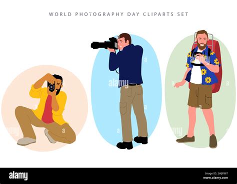 People Use Different Types Of Cameras In Different Occasions Clipart Set For World Photography