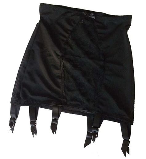 Longline Suspender Girdle In Black With Lace Front