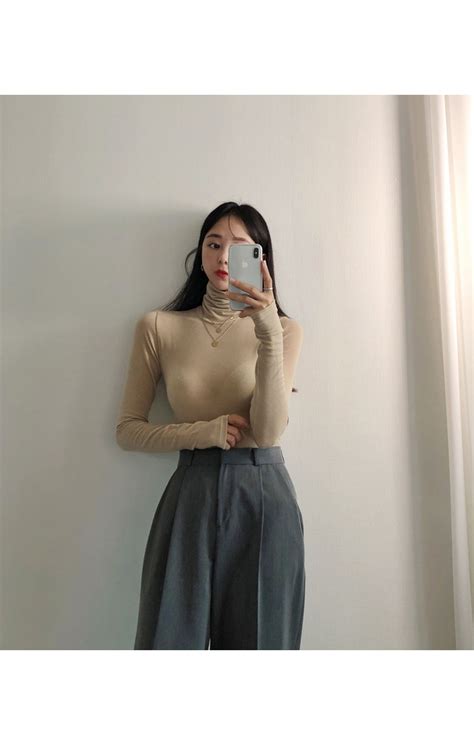 텐셀 시스루 목폴라 얇은 이너 목티