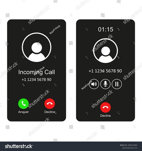 Mobile Call Screen Template Interface Mockup Stock Vector Royalty Free