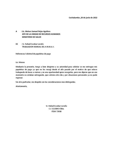Solicitud De Boletas De Pago Pdf