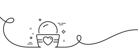 Ice Cream Cup Line Icon Vanilla Sundae Sign Continuous Line With Curl