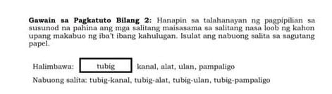 Gawain sa Pagkatuto Bilang 2 Hanapin sa | StudyX