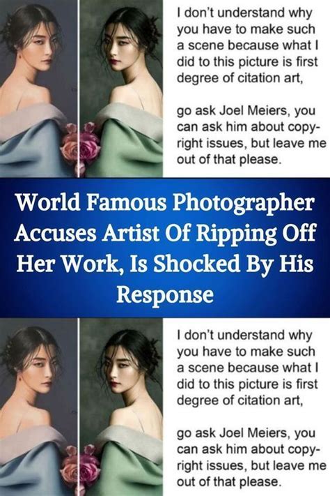 World Famous Photographer Accuses Artist Of Ripping Off Her Work Is