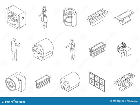 Magnetic Resonance Imaging Icons Set Vector Outline Stock Vector