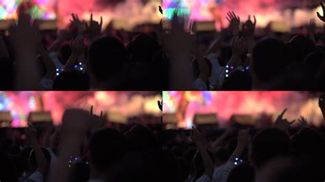成都音乐节现场夜晚观众人群挥手舞动 视频素材下载