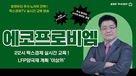 윤정두의 주식투시경 시즌7 에코프로비엠 교육 Lfp양극재 계획 이상無 Youtube