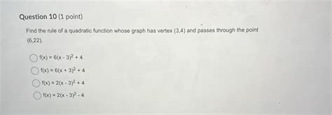 Solved Question Point Find The Rule Of A Quadratic Chegg