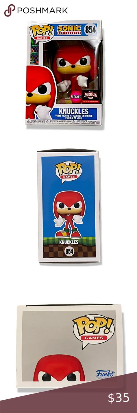 Knuckles Sonic The Hedgehog Funko Pop 854 Flocked Targetcon 2022 Le In