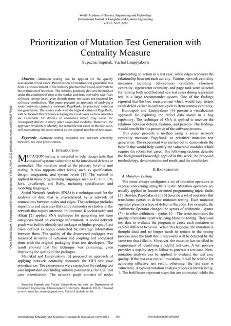 PDF Prioritization Of Mutation Test Generation With Centrality Measure