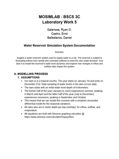 Mosimlab Laboratory Work 5 Salariosas Group Bscs 3c System Documentation Pdf Discharge