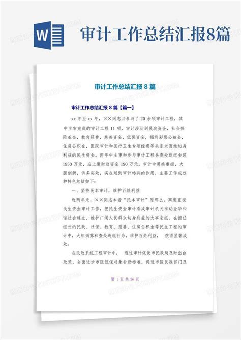 审计工作总结汇报8篇word模板下载编号loezwmmo熊猫办公