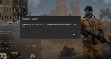 CS GO Pure Server File Game Pak01 043 Vpk Does Not Match The Server S